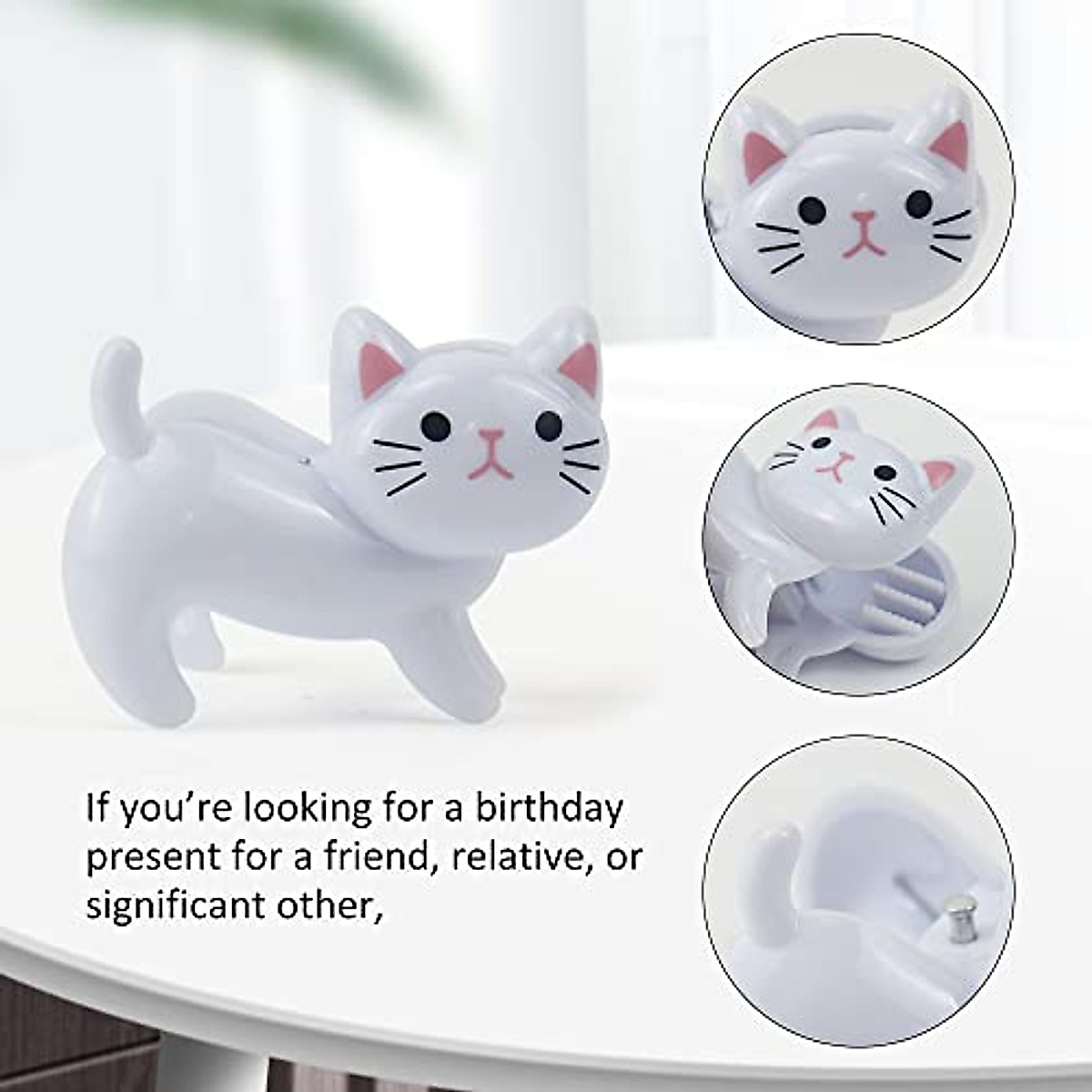 Ctpeng Cute Bag Clips,Food Bag Clips for Airtight Seal for Food Storage for Bread Bags, Snack Bags (White,Cat)