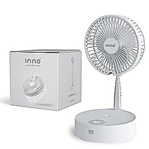 INNO Portable Fan & Essential Oil Diffuser – Foldable Standing or Desk Fan with Night Light, Air Diffuser, Humidifier – 24 Hr. Run Time, Peach Pink