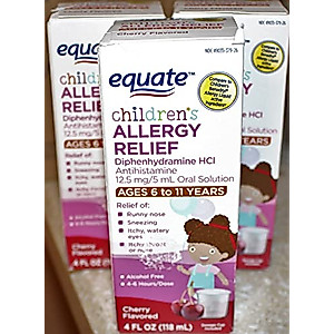 Equate Children's Allergy Relief, Oral Solution, Cherry Flavor, 8 oz