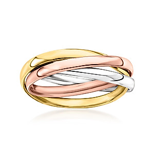 Ross-Simons Italian 14kt Tri-Colored Gold Rolling Ring. Size 10