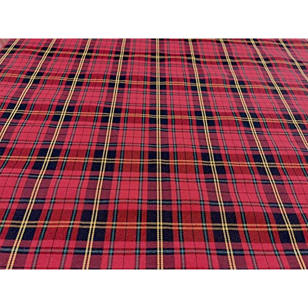 AMORNPHAN 60 Inch Plaid Scottish Traditional Pattern Tartan Motif Printed 100% Woven Cotton Fabric for Clothing Tablecloth Decorative Sewing Arts Crafts Upholstery and Home Accents for 1 Yard (Red)