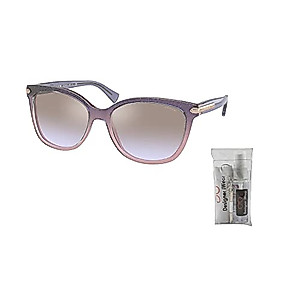 COACH HC8132 555494 57MM Shimmer Violet Peach Gradient/Violet Gradient Flash Cat Eye Sunglasses for Women + BUNDLE With Designer iWear Complimentary Eyewear Kit