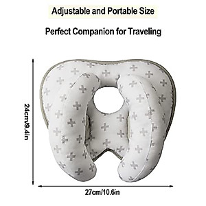 vocheer 2 in 1 Baby Travel Pillow, Baby Head Support Pillow Stroller Pillow with Banana Neck Pillow for Newborn,Light-Grey