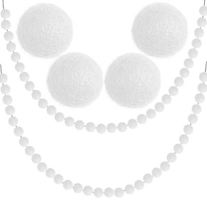 Aneco 2 Pack Christmas Felt Ball Garland Banner Christmas Felt Ball Pom Pom Garlands Christmas Hanging Bunting Ornament for Tree Fireplace and Wall