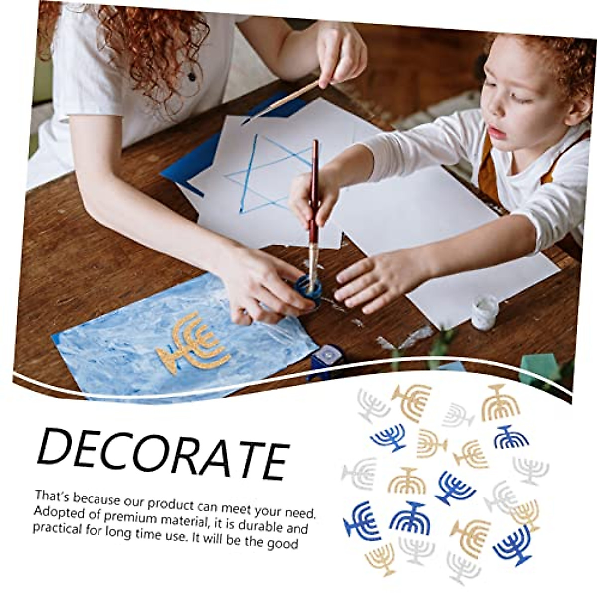 NOLITOY Jewish Holiday Party Supplies 100 Pcs Hanukkah Decoration Metal Non-Woven Fabric Wreath Jewish Hanukkah Decorations