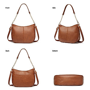 Ashioup Hobo Crossbody Bags for Women Trendy Shoulder Purses PU Retro Handbag with 2 Types Shoulder Straps