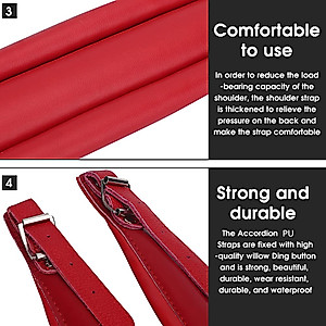 VGEBY Accordion Straps, Adjustable Accordion PU Shoulder Straps Accordion Strap Set for 16-120 Bass (Red)