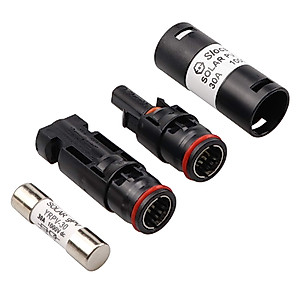 RKURCK 20 Amps Solar Fuse Holder, Male and Female Connector Waterproof PV in-Line Fuse Holder Connector for Solar Panel and Solar Controller 20A