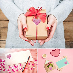 Glitter Pink Heart Stickers 1inch Valentine's Day Love Decorative Labels Roll Gift Set 1000PCS Sparkly Adhesive Decorations Accessories for Envelopes Crafts Wedding Anniversaries (1 Inch 1000pcs)