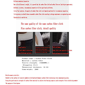 SOFIALXC Full Carbon Fiber Fabrics Cloth Wrap Sheet 200g/m2 10cm Width，Long,1000cm