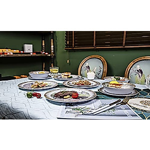 Melamine Dinnerware set for 4 - Dinner Plates Bowls Set 12 PCS Durable BPA Free Dishwasher Safe Shatter-Proof Chip Resistant for Indoor Outdoor, Bear