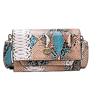 A/N Fashion Small Crossbody Bags for Women Snake Flap Party Evening Clutch Purses (Pink)