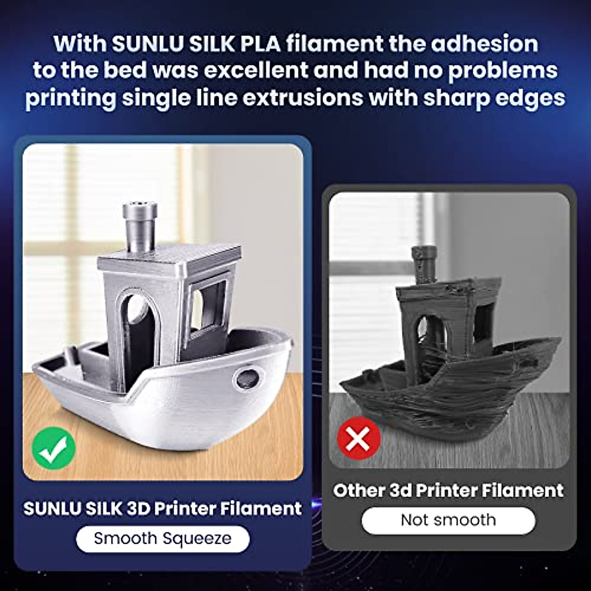 3D Printer Silk Filament and PLA Meta Filament, SUNLU Shiny Silk PLA Filament 1.75mm, Smooth Silky Surface, Great Easy to Print for 3D Printers, Dimensional Accuracy +/- 0.02mm, Silk Silver 1KG, White