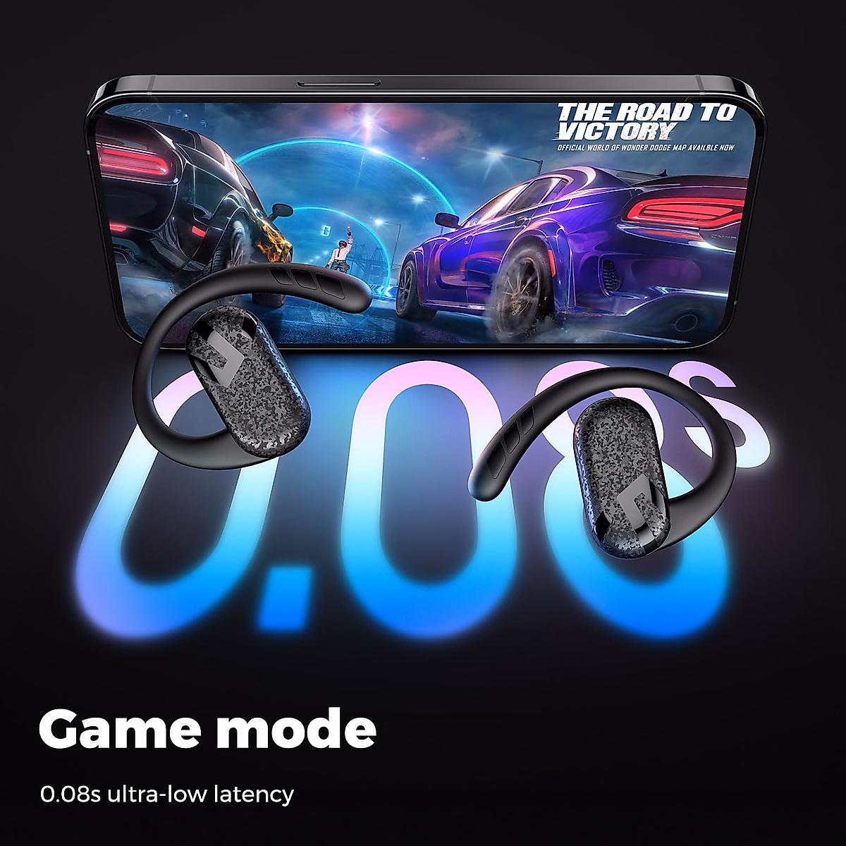 SoundPEATS Breezy Open Ear Headphones, 40Hrs Playtime, 90° Adjustable Wireless Earbuds, Bluetooth 5.4 Earphones, 12mm Drivers, 4 Mics with AI Call Noise Cancellation