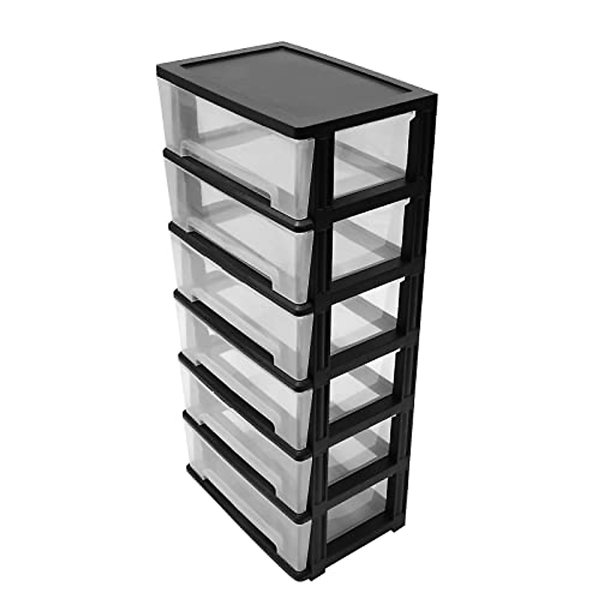 Gdrasuya10 Plastic Drawers Dresser with 6 Drawers, 19.7 x 13 x 43inches Plastic Tower Closet Organizer with Wheels Suitable for Apartments Condos And Dorm Room, (Black)