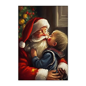 WEASYYDS Diamond Painting Kits Children Santa Claus Kissing DIY Full Round Drill Diamond Art Kits for Adults Diamond Dot Art Paint with Gem for Beginners Craft (20x24inch)