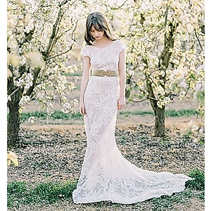 ZAHSY Elastic Belt Cinch Waistband for Lady Belt Waist Sealing Retro Belts for Women Dresses Wide Elastic Belts for Women Belts Elastic Gold