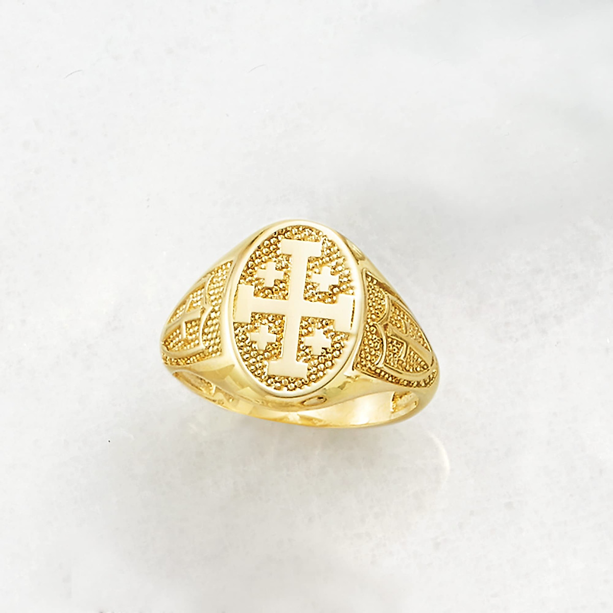Ross-Simons 14kt Yellow Gold Multi-Cross Signet Ring. Size 9