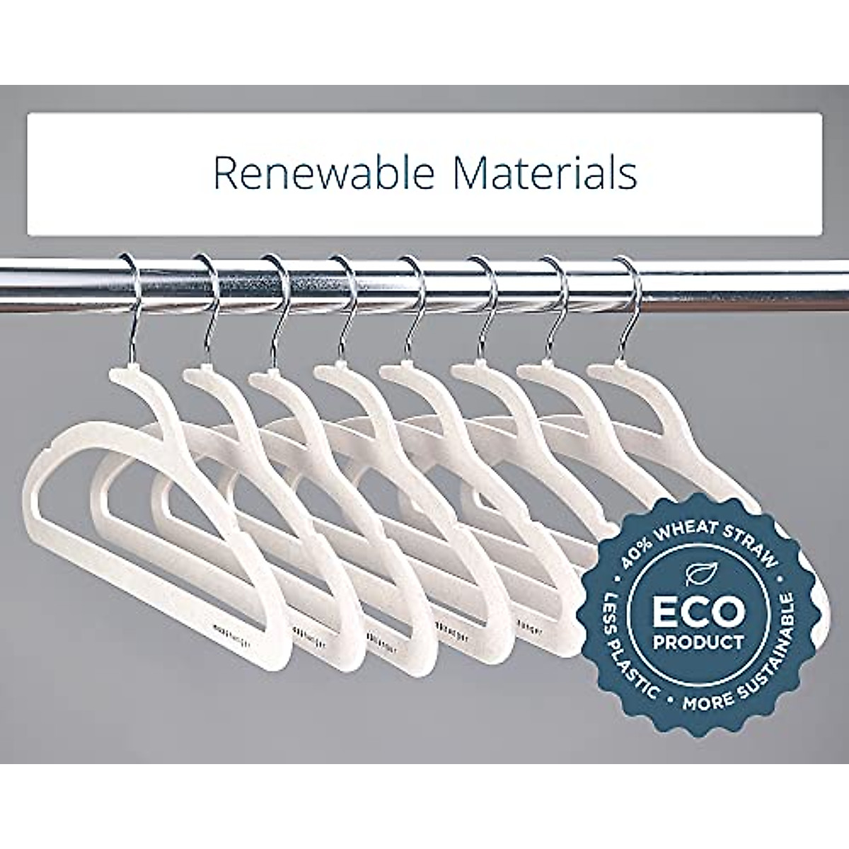 Mozu Hanger by Ensu Design - Luxury Easy On/Off No-Stretch Eco-Friendly Wheat Straw Hangers (40-Pack)