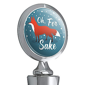 Oh For Fox Sake Funny on Teal Wine Bottle Stopper