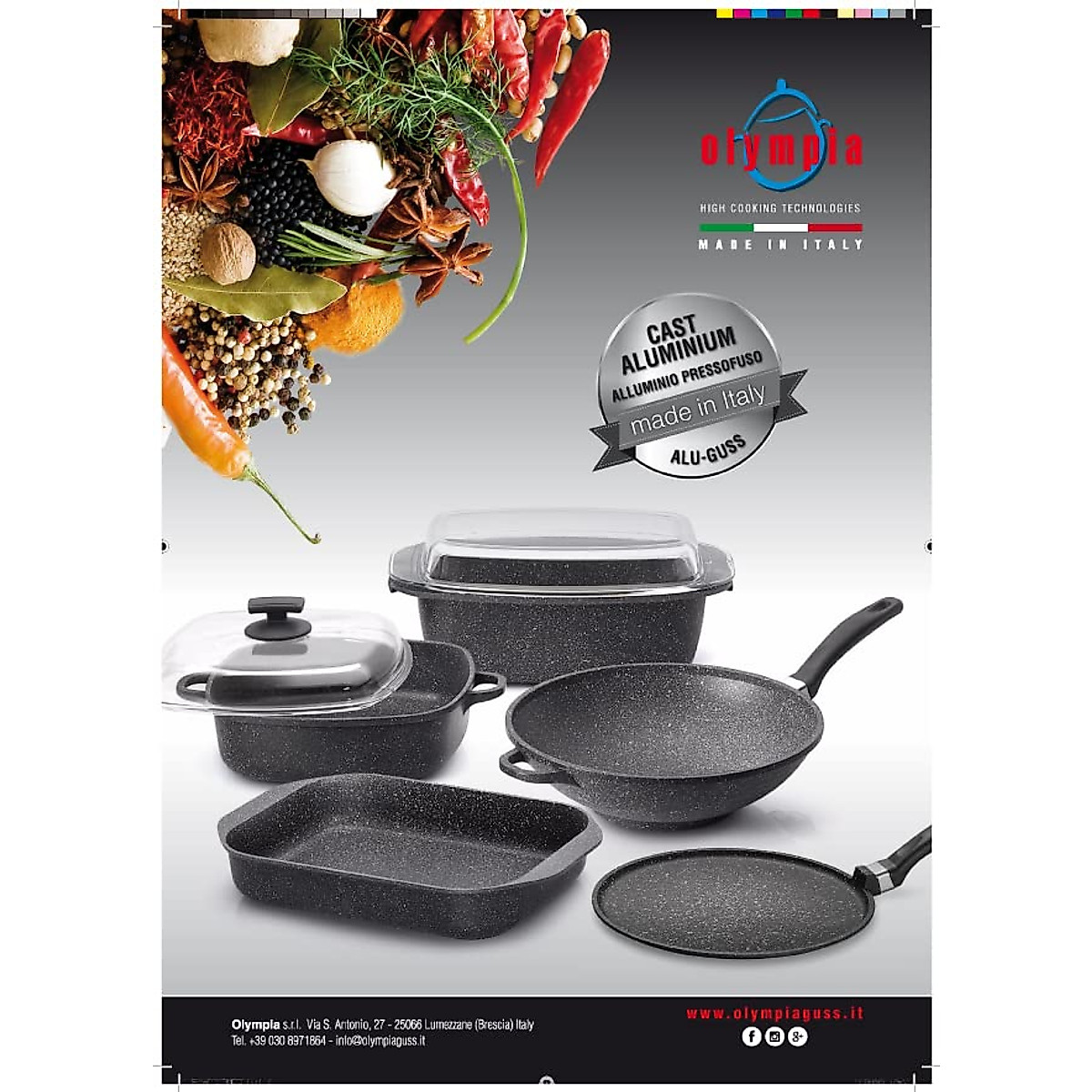 Olympia Hard Cook 11.8 Inch Non-Stick PFOA-Free Die-Cast Aluminum Crepe Pan, Made in Italy