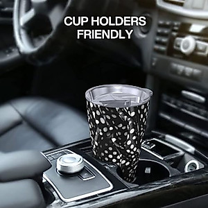 WXZYFP Car cup (single silver rim), can use a straw or drink directly, easy to use.Black and white corrugated dots