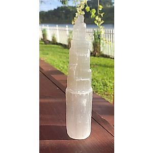 Pachamama Essentials Large Selenite Tower 8" Tall Skyscraper Healing Crystal Stone Reiki Meditation Energy Protection
