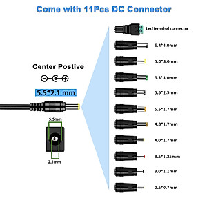TKDY 12V 5A 60W Power Adapter White, for 12Volt 5A 4A 3.5A 3A 2A LED Strip Lights, LCD Monitor Power Supply, CCTV Security Camera Switching Charger Cord.