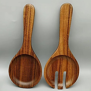 Large Wooden Salad Tongs for Serving - Wooden Serving Spoons - Salad Serving Utensils - Salad Tosser Forks - Giant Wood Salad Servers Set - 2Pcs Salad Hands for Mixing,Tossing and Serving