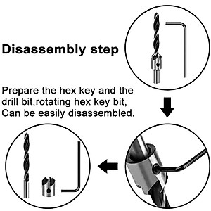 KEWAYO Countersink Drill Bits Set - 7Pcs High-Speed Steel Counter Sink Bits for Woodworking Carpentry, Includes 1 Free Hex Key Wrench