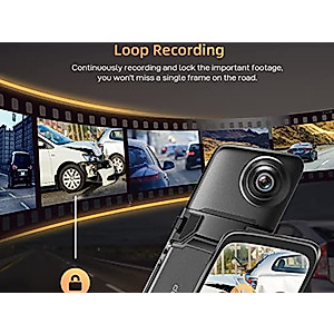 2.5K 12 inches UHD Mirror Dash Cam Front and Rear Camera, GPS Rearview Mirror Camera for Cars & Trucks with IPS Touch Screen, Enhanced Night Vision, Waterproof Backup Camera, Emergency Lock, black