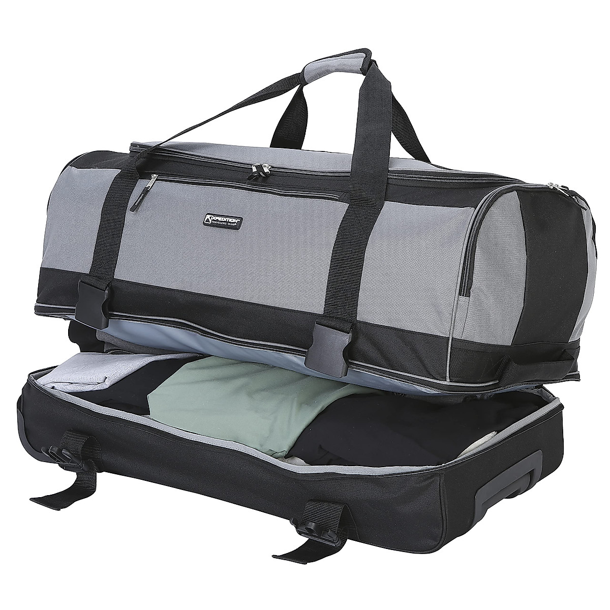 Travelers Club Pinnacle Travel Rolling Duffel Bag, Light Grey, Checked-Large 30-Inch
