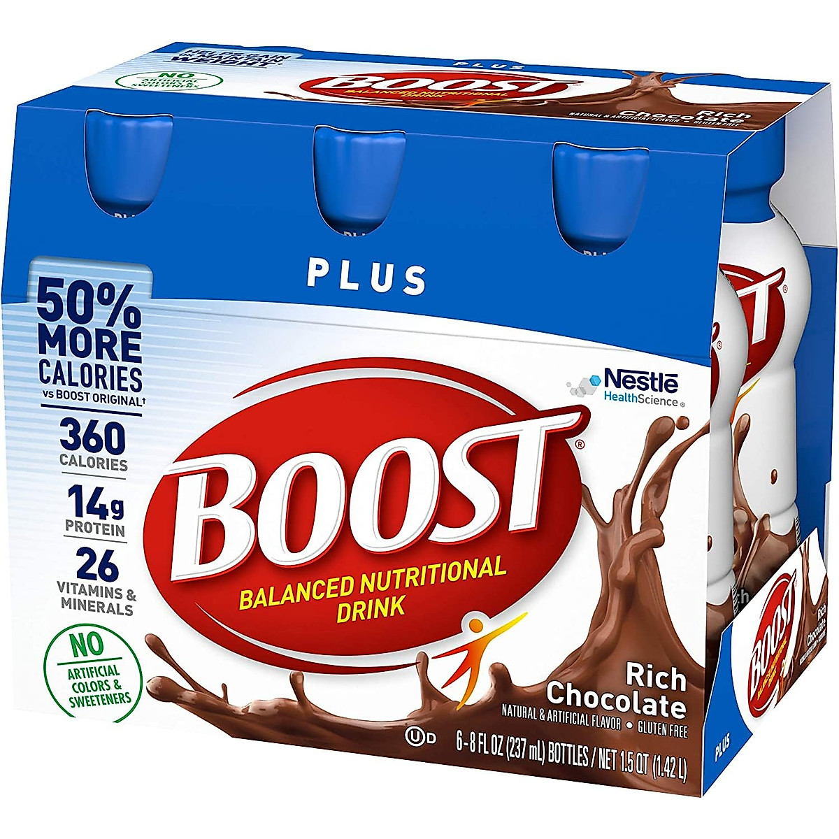 BOOST Plus Rich Chocolate Nutritional Drink, 8 Fl Oz, 6 Pack