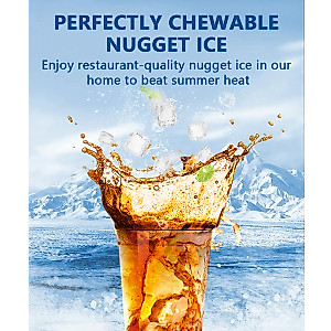 Joy Pebble Nugget Ice Maker, 10,000pcs/33lbs/Day, Portable Handheld Nugget Ice Maker Machine with Handle, Ice Makers Countertop Self-Cleaning, Ice Scoop and Basket, for Home/Office/Party, White