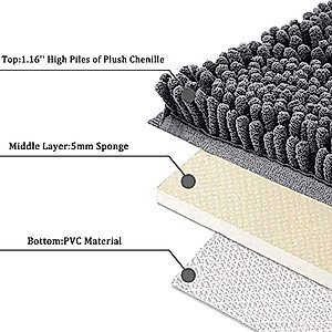 SONORO KATE Bathroom Rug,Non-Slip Bath Mat,Soft Cozy Shaggy Thick Bath Rugs for Bathroom,Plush Rugs for Bathtubs,Water Absorbent Rain Showers and Under The Sink (Dark Grey, 44"×26")