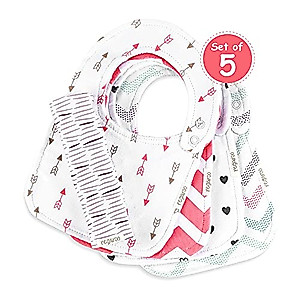 Regaroo - All-Around Waterproof Cotton-Lined Baby Bibs, Baby Essentials for Baby Clothes Protection, Unisex Baby Stuff, Baby Products, Bright and Fancy (5-Pack)