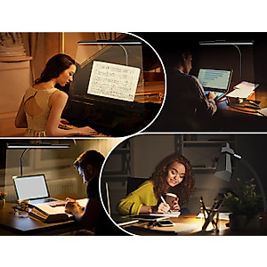 litren Clip On Desk Lamps for Office Home Desk Lights with Clamp with 3 Light Modes,10 Brightness 10W USB Adapter Adjustable LED Clamp Light for Computer Desktop Workbench Monitor Lamp