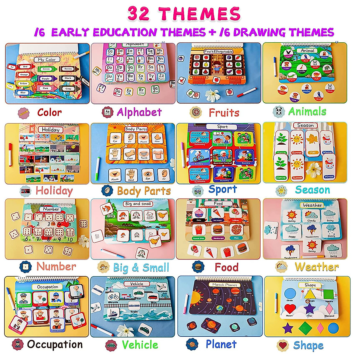 HeyKiddo Toddler Busy Book, New Upgraded Autism Toys for Kids, Preschool Activity Binder for Autism & Special Needs, Drawing/Educational Book for Home School Learning