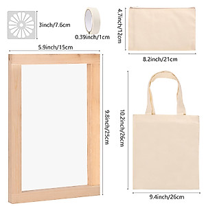 Caydo 37 Pieces Kids Screen Printing Kit includes Wood Silk Screen Printing Frame, 25 Stencils, 4 Paints, 3 Squeegees, Bags, Apron, Tape and Gloves