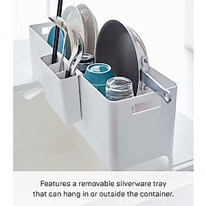 YAMAZAKI home 4314 Slim Dish Drainer Basket-Modern Kitchen Strainer Rack, One Size, White