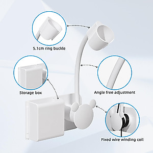 Hands-free Hair Dryer Holder with Any Angle Rotating Fully Positionable Arm. Bathroom Wall Mount Blow Dryer Holder, No Drilling Design, Can be Firmly Installed on the Wall