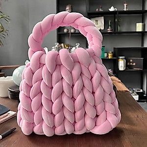 Velvet Chunky Yarn Bulky Giant Arm Knitting Yarn, Super Soft Tubular Weight Jumbo Yarn,DIY Crochet Hand Knitting Thick Yarn for Blanket,Pet Bed, Rugs Pillow,Handbag(2.2lb-Pink)