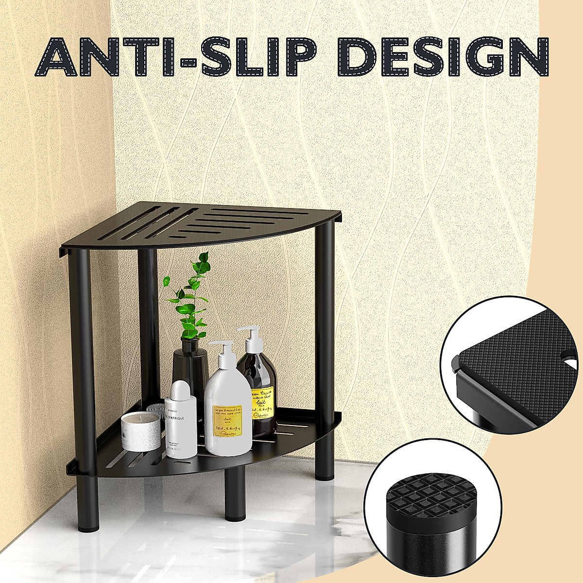 AIMUCT Metal Corner Shower Stool for Inside Shower Stainless Steel Shower Benches for Inside Shower Waterproof Shower Stool Seat with Storage Shelf