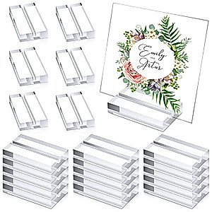 20 Pieces Acrylic Stands Clear Place Card Holders with Card Slot Table Numbers Display Stands Wedding Sign Holders Acrylic Card Display Stand for Wedding Table Numbers Photos Office Menu Meeting