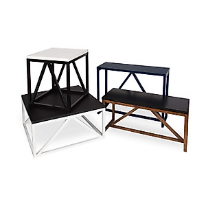 Kate and Laurel Kaya Two-Toned Wood Console Table, White Top with Walnut Brown Base