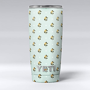 Design Skinz The Micro Daisy and Mint Polka Dot Pattern - Skin Decal Vinyl Wrap Kit Compatible with The Yeti Rambler Cooler Tumbler Cups