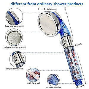 REHAVE Filtered Shower Head with Handheld, 59 inches Expandable Shower Hose Extra Long for Bathing Toilet Cleaning, Leakproof Flexible Shower Hose Extension for shower head, High Pressure Shower Head