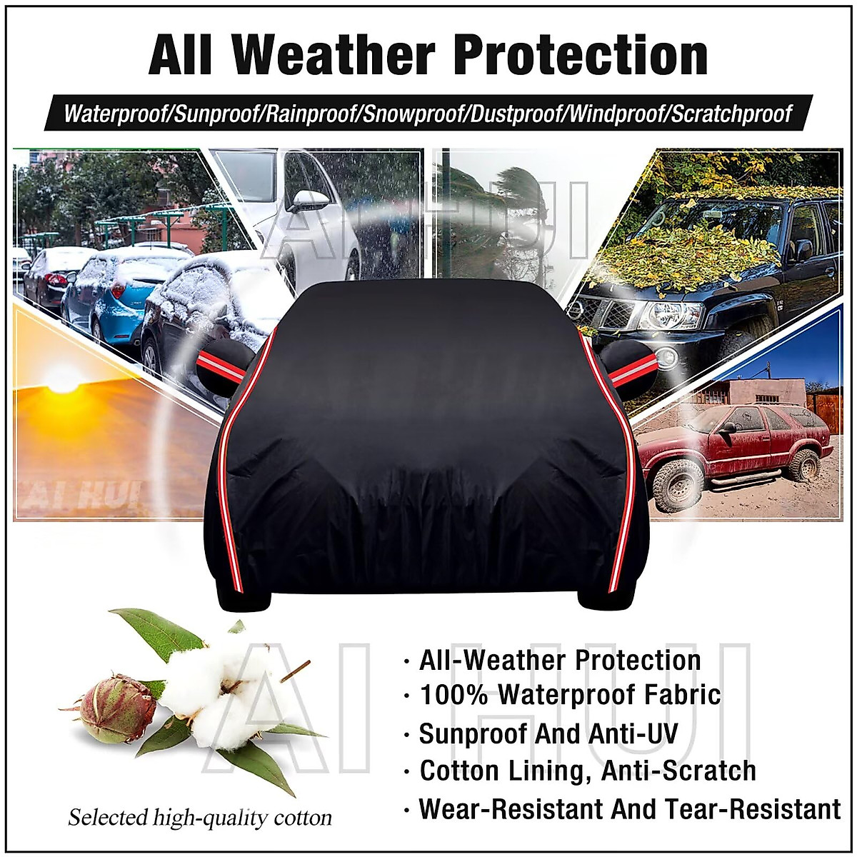 AI HUI Waterproof Car Cover Compatible with Toyota Supra GR A90 A91 (2020-2023), Car Cover Waterproof All Weather for Automobiles, Custom Full Exterior Covers with Zipper Cotton