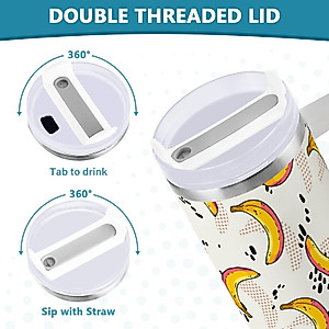 Emelivor Banana 40 oz Tumbler with Lid and Straw Insulated Tumblers with Handle Leak Proof Coffee Tumbler Mug Large Water Bottles for Men Women Sports Gym