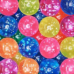 Bouncy Balls - 48 Pcs Glitter Bouncing Balls - Assorted Colors 1" Bounce Balls - Bouncing Balls for Kids - Vending Machine Toys - Bouncy Ball Vending Machine Refill in Bulk